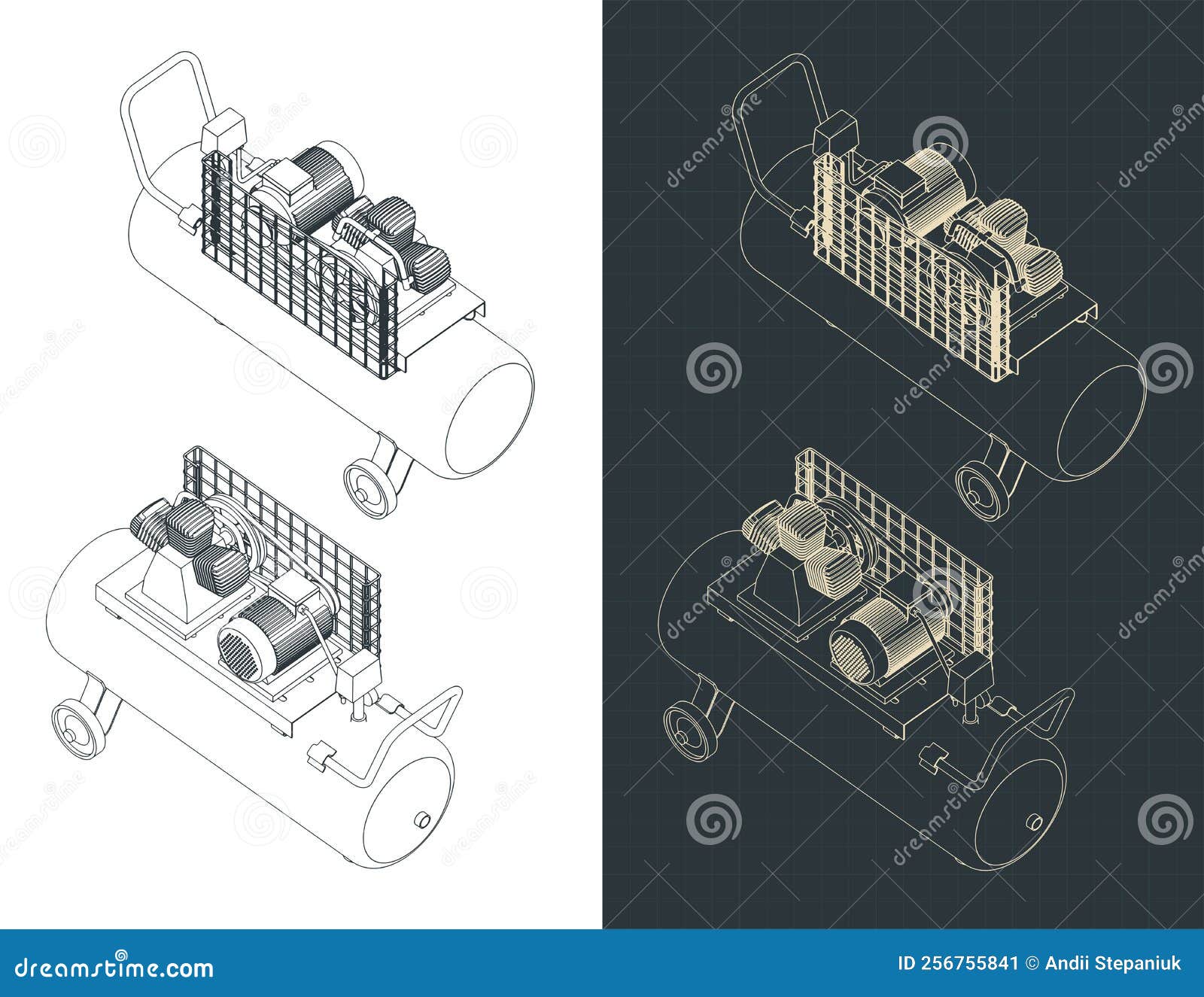 Air Compressors Isometric Blueprints Stock Vector - Illustration of ...