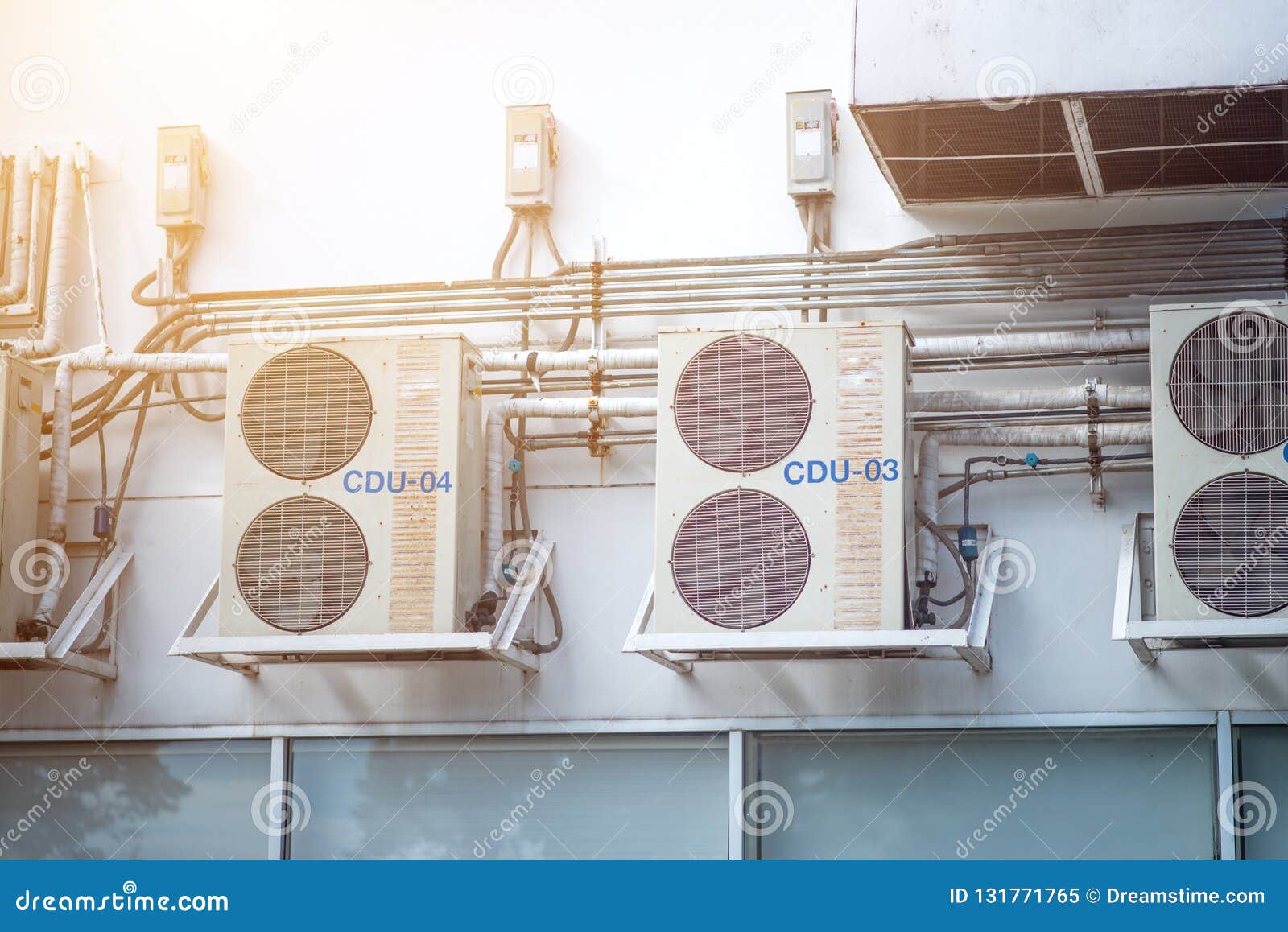 Air Compressors Wall 2 Installed in the Factory Stock Image - Image of ...