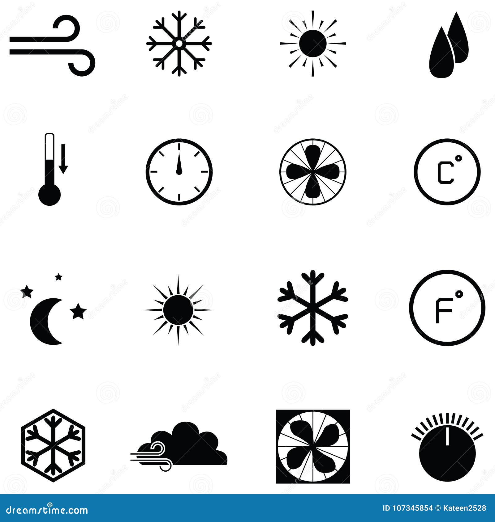 Air condition icon set stock vector. Illustration of snowflake - 107345854