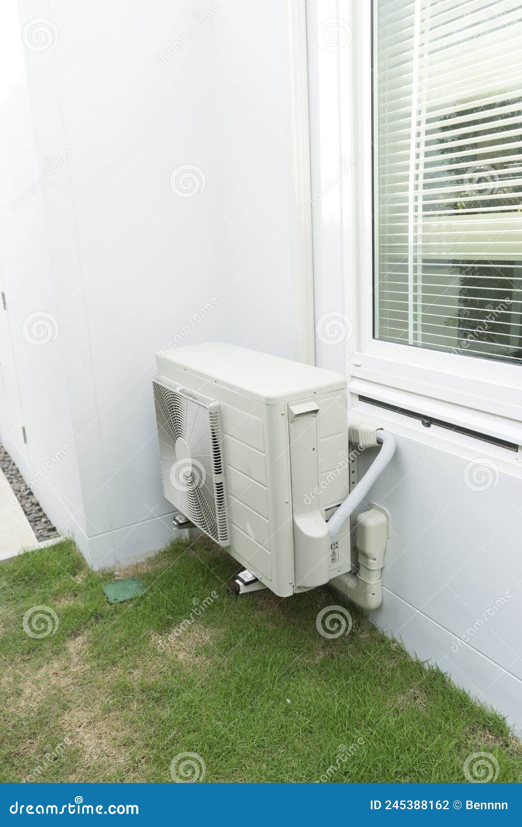 Air Condition Outdoor Unit Compressor on Building Facade. Stock Photo ...