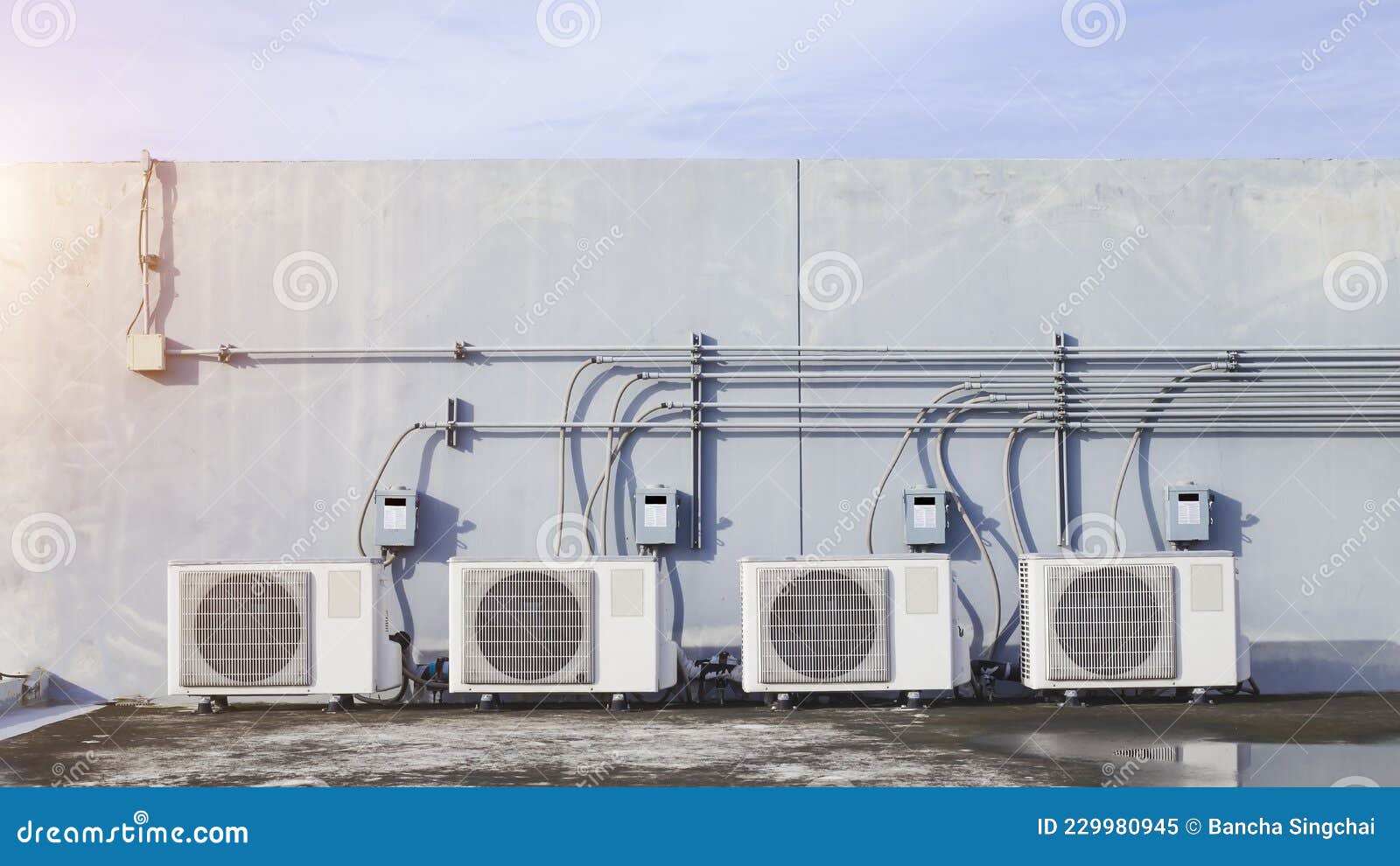 Air Condition Outdoor Unit Compressor Install Outside the Building ...