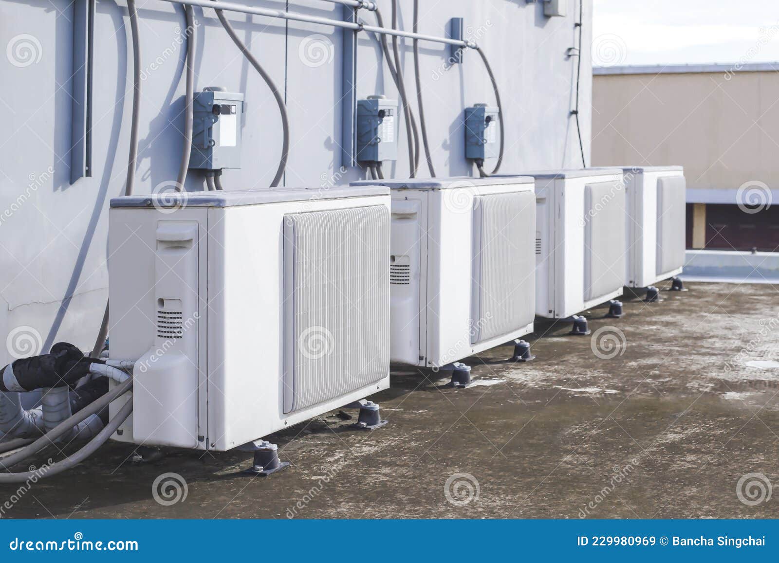 Air Condition Outdoor Unit Compressor Install Outside the Building ...