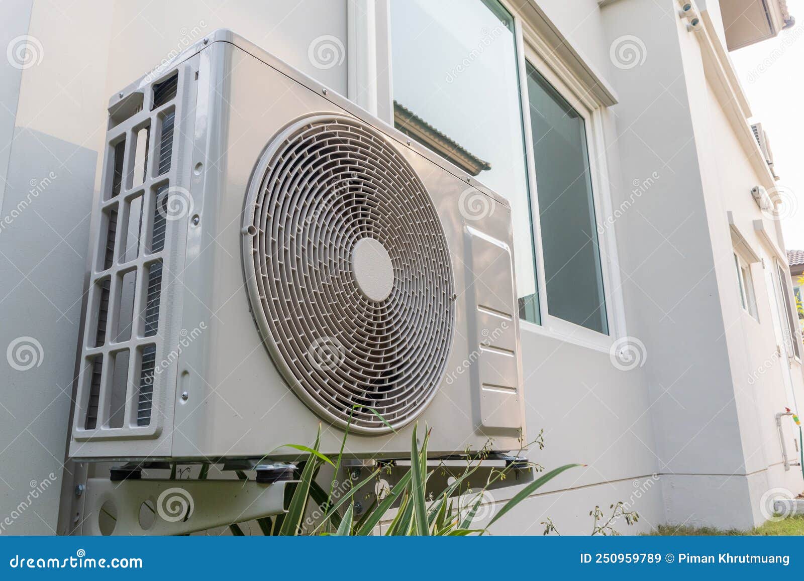 Air Condition Outdoor Unit Compressor Install Outside the House Stock ...