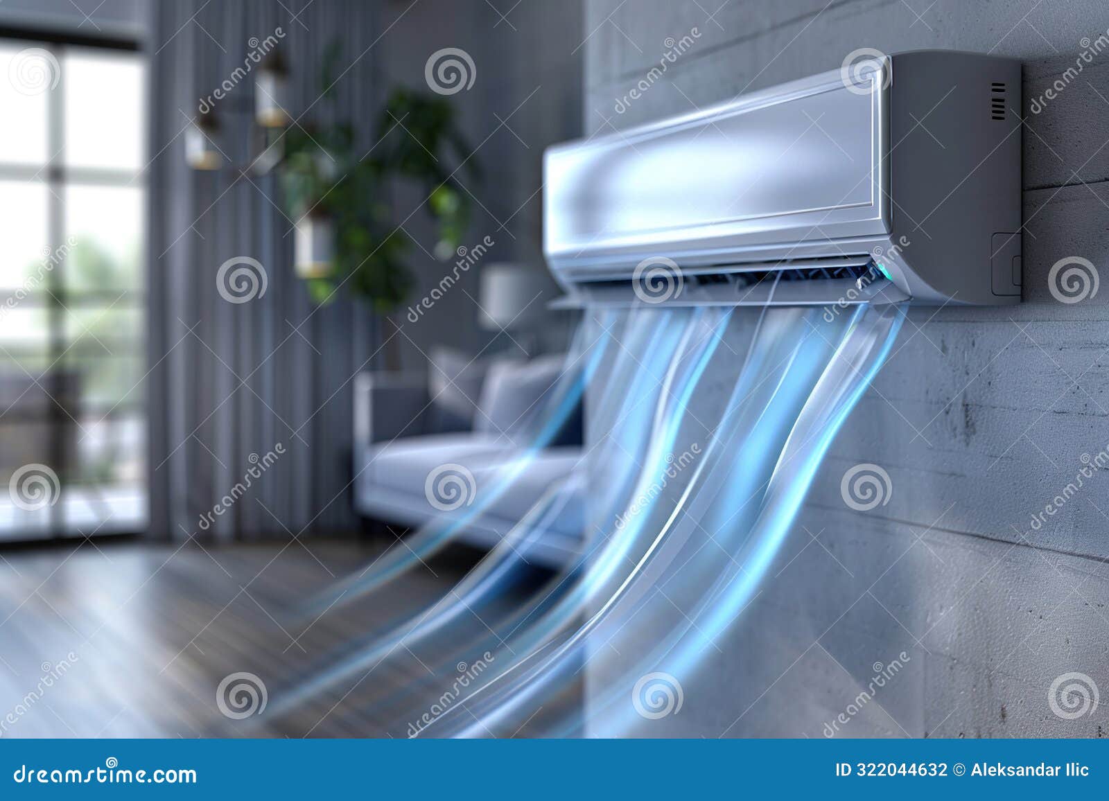 Air Conditioner (AC) Indoor Unit with Cold Air Flow. Ai Generative ...