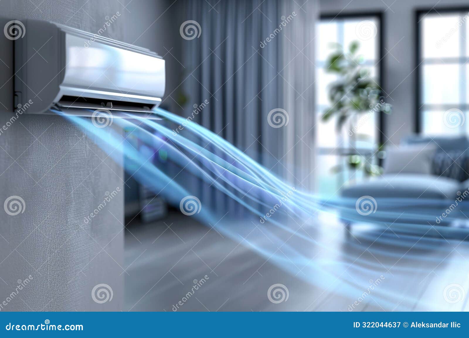 Air Conditioner (AC) Indoor Unit with Cold Air Flow. Ai Generative ...