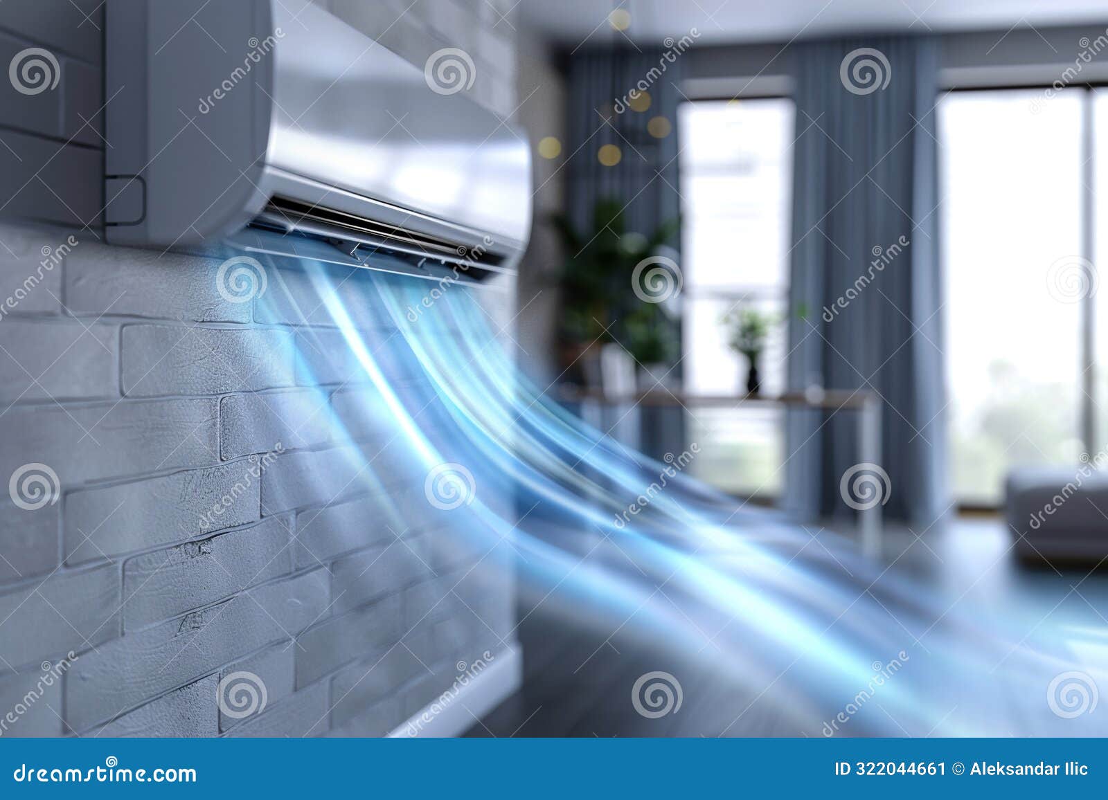 Air Conditioner (AC) Indoor Unit with Cold Air Flow. Ai Generative ...