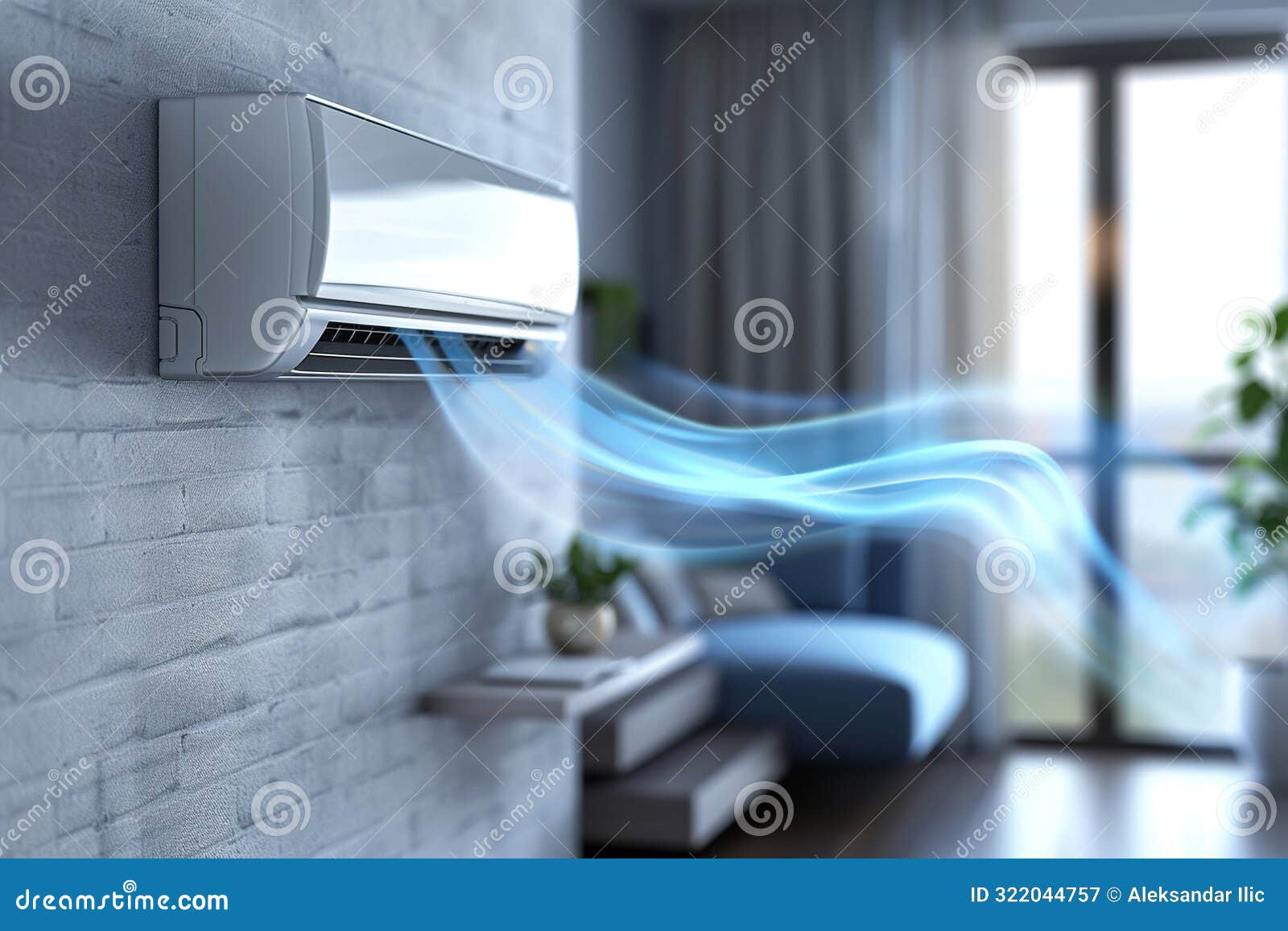 Air Conditioner (AC) Indoor Unit with Cold Air Flow. Ai Generative ...