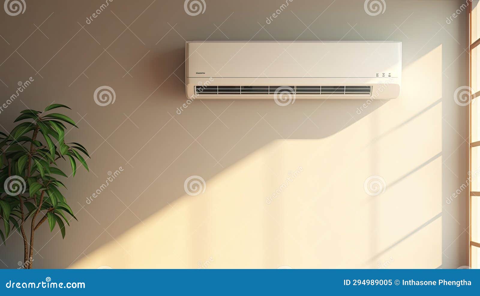 Air Conditioner on Beige Wall Stock Image - Image of brown, cooler ...