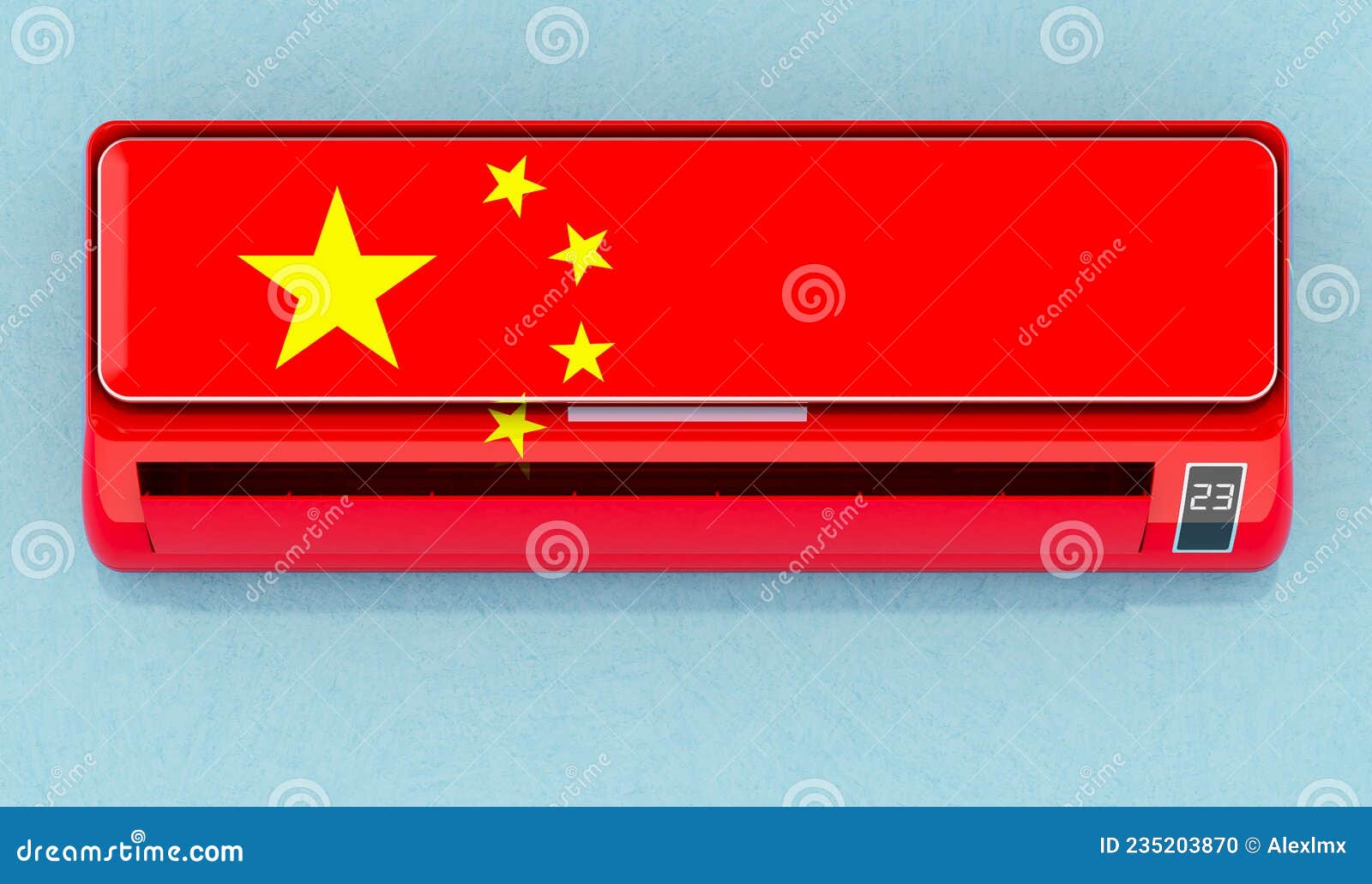 Air Conditioner with Chinese Flag on the Wall. House Climate Control ...