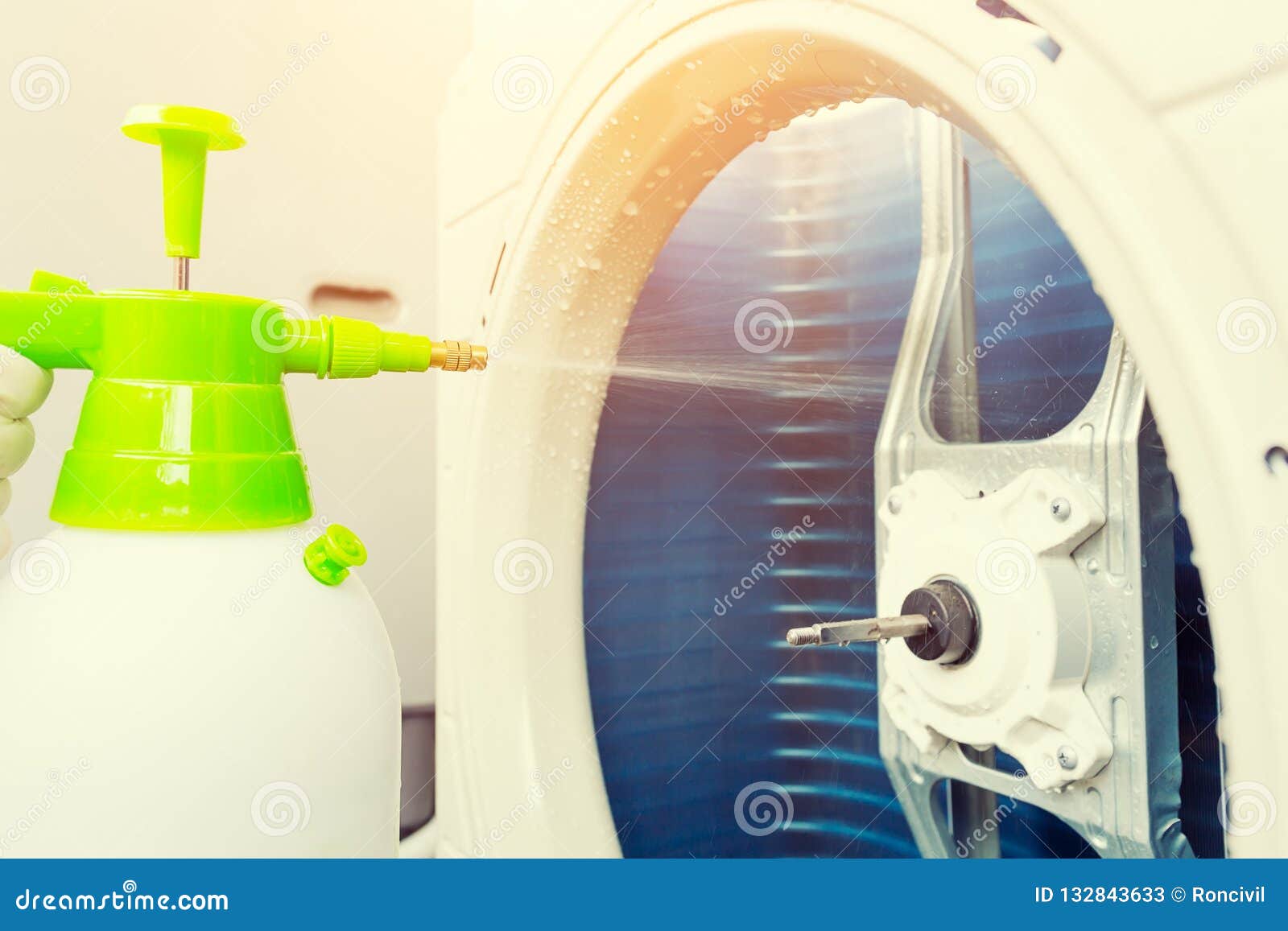 Air Conditioner Cleaning stock image. Image of compressor - 132843633
