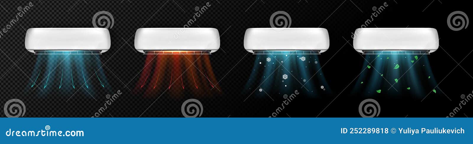 Air Conditioner with Cold and Warm Wind Waves Stock Vector ...