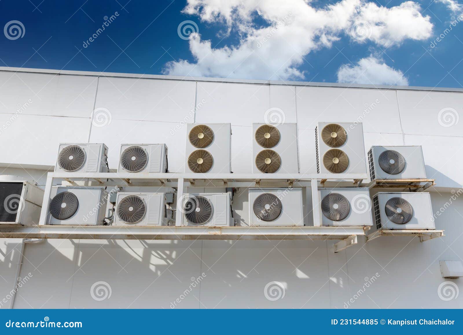 Air Conditioner Compressor Installed in Old Building. Outdoor Split ...