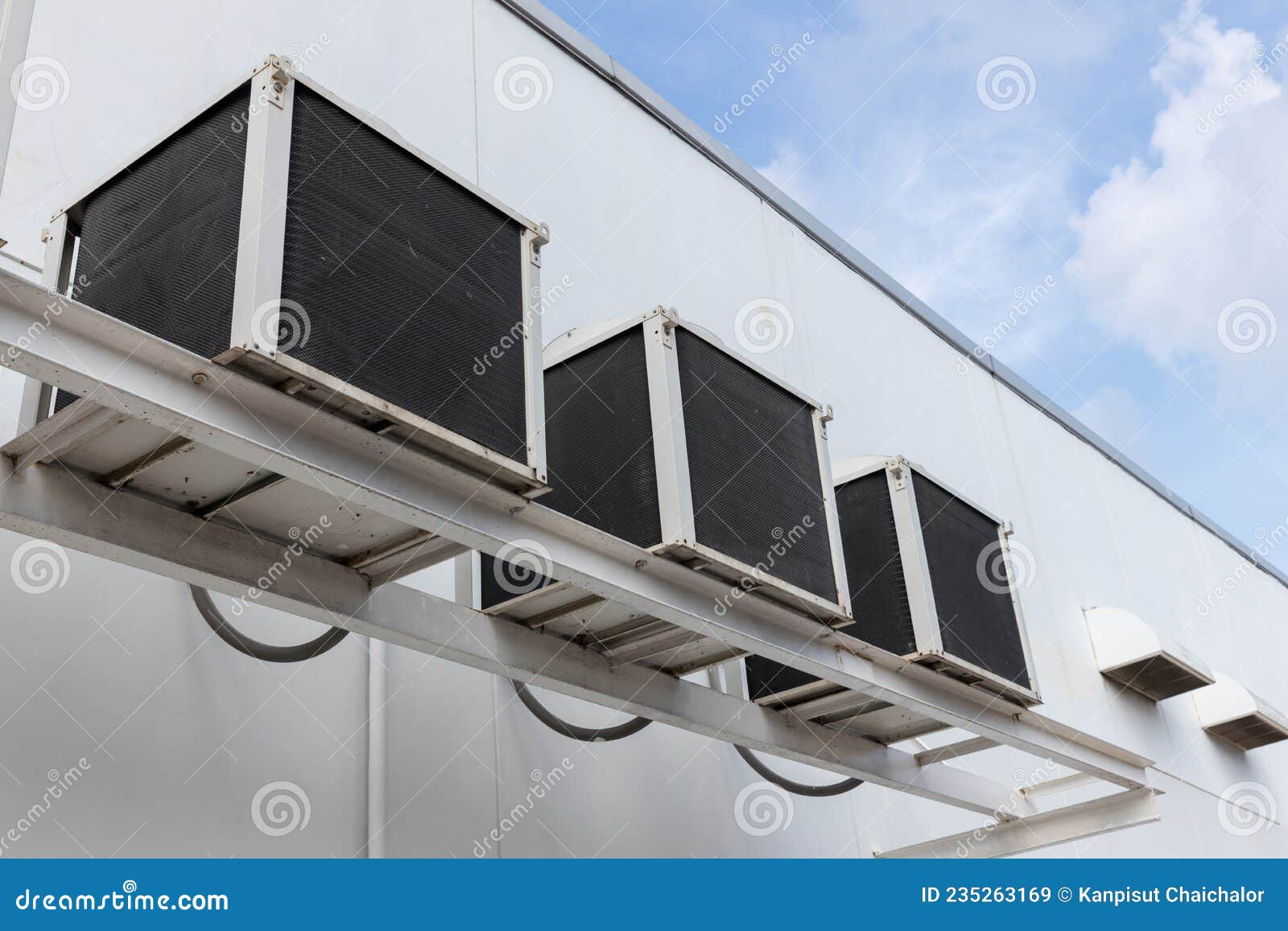 Air Conditioner Compressor Installed In Old Building. Outdoor Split ...