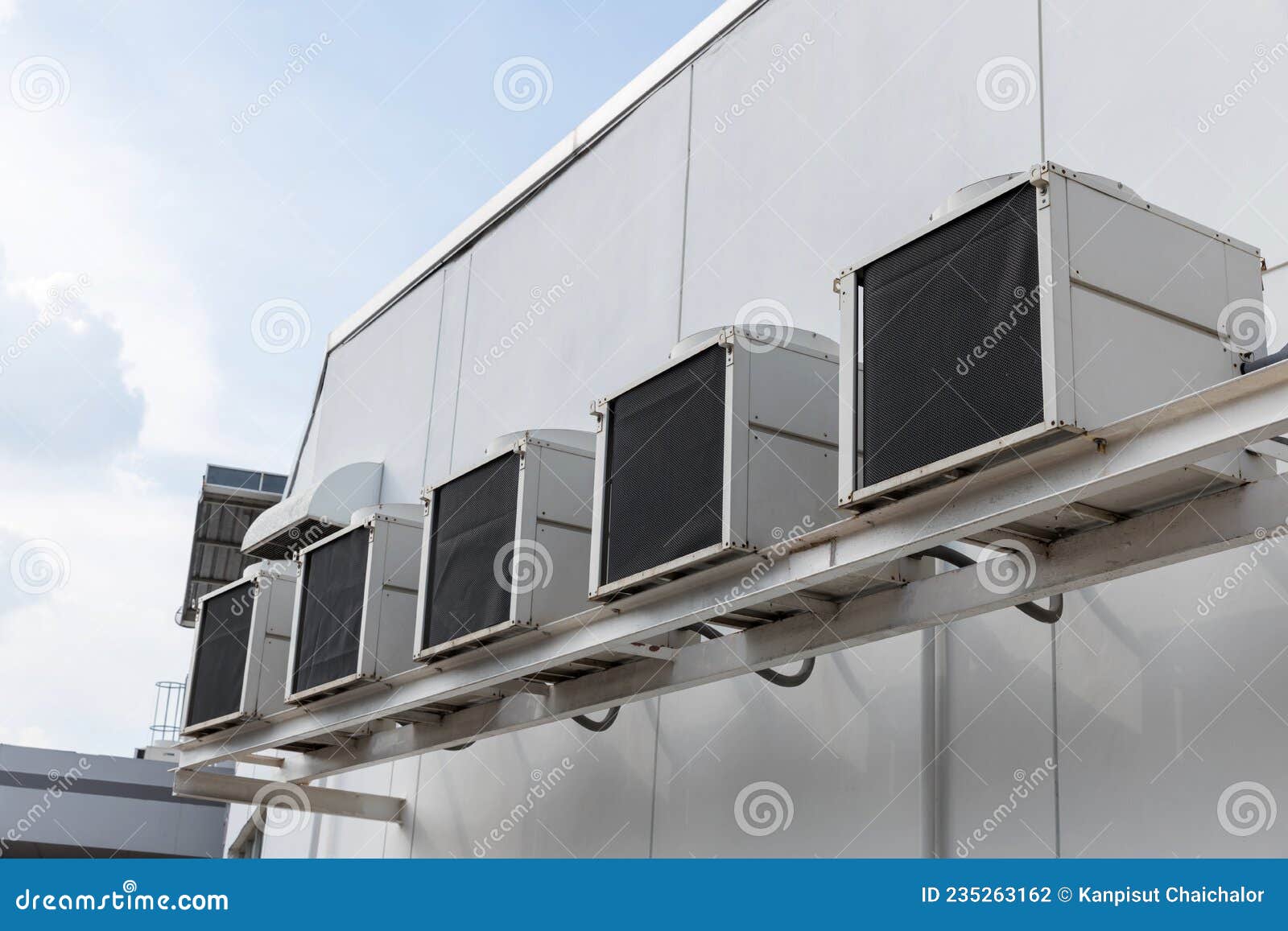 Air Conditioner Compressor Installed in Old Building. Outdoor Split ...