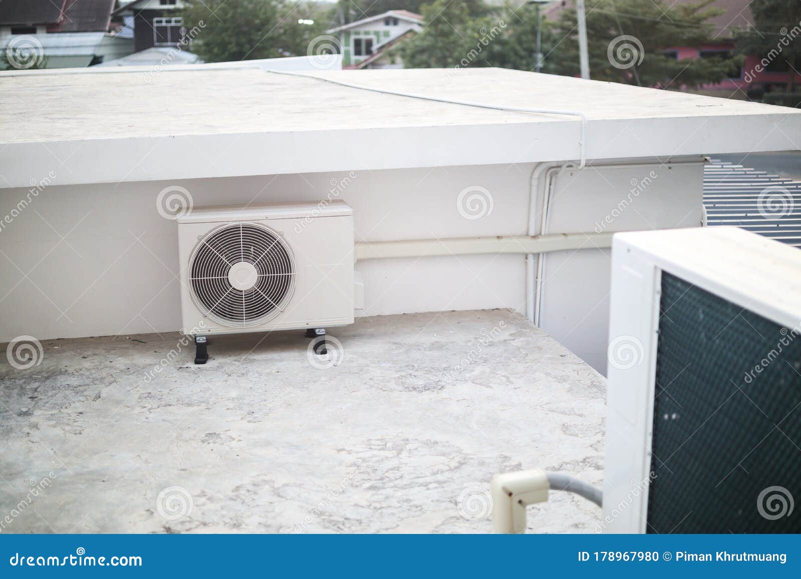 Air Conditioner Compressor Outdoor Unit Installed Outside Building ...