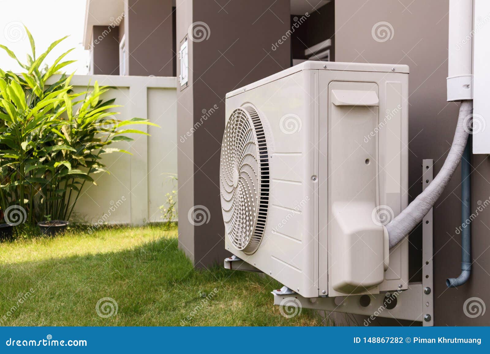 Air Conditioner Compressor Outdoor Unit Installed Outside the House ... Air Conditioner Compressor Outdoor Unit Installed Outside the House ...