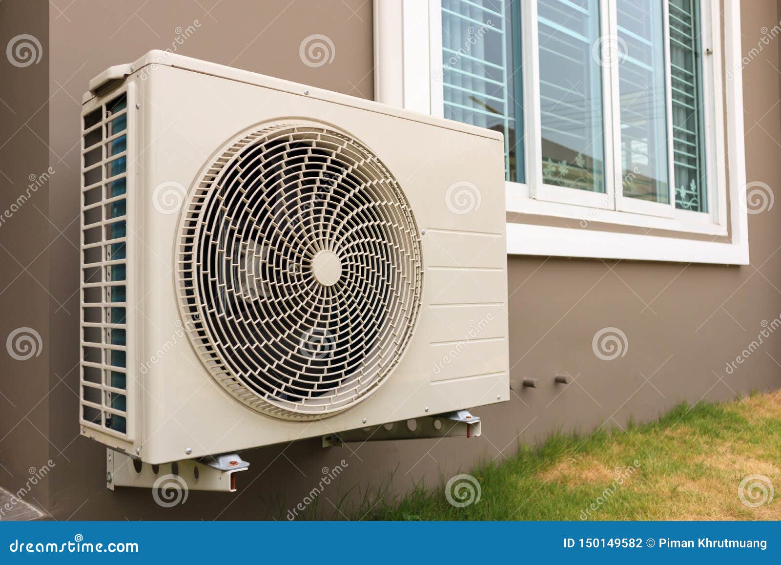 Air Conditioner Compressor Outdoor Unit Installed Outside Stock Photo ...