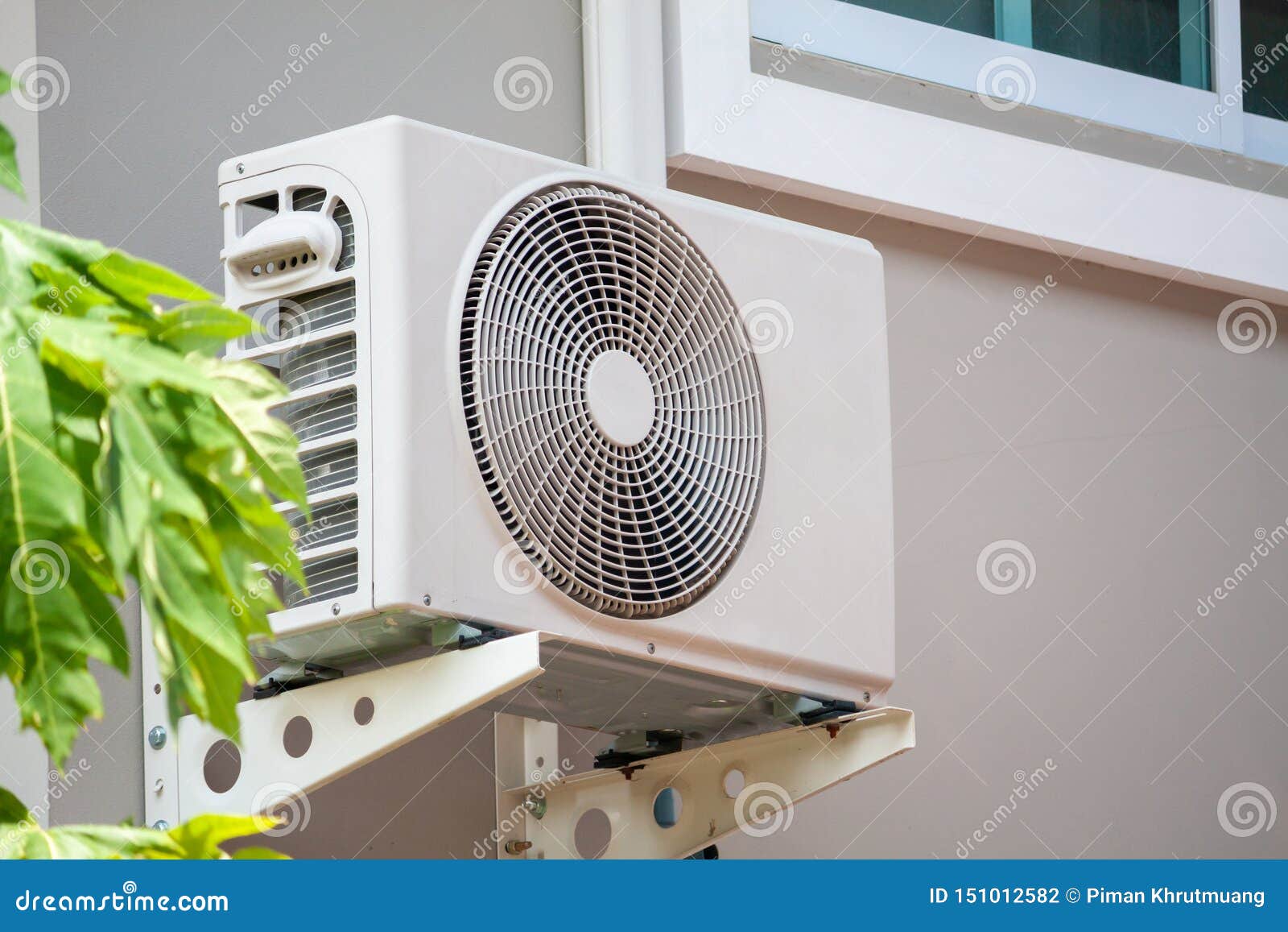 Air Conditioner Compressor Outdoor Unit Installed Outside the House ...