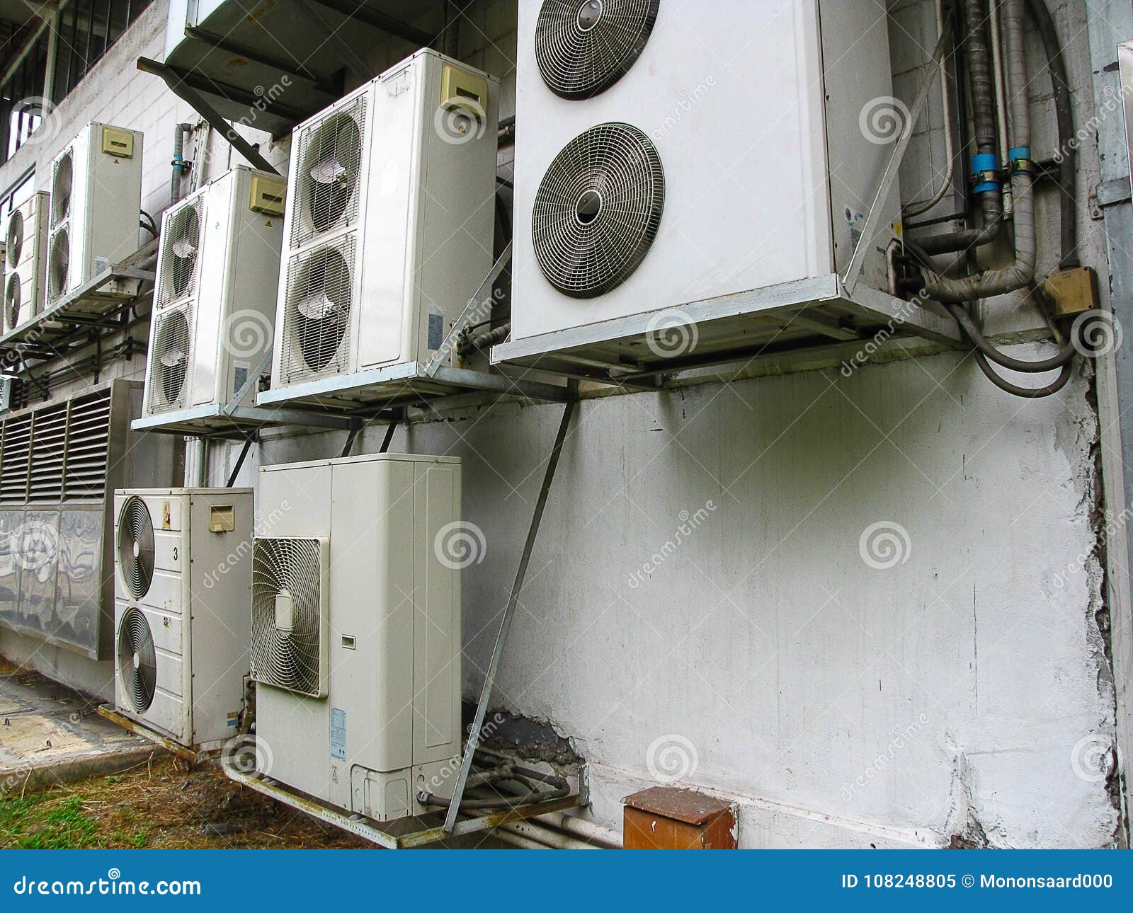 Air Conditioner Compressor Unit Outside Building Stock Image - Image of ...
