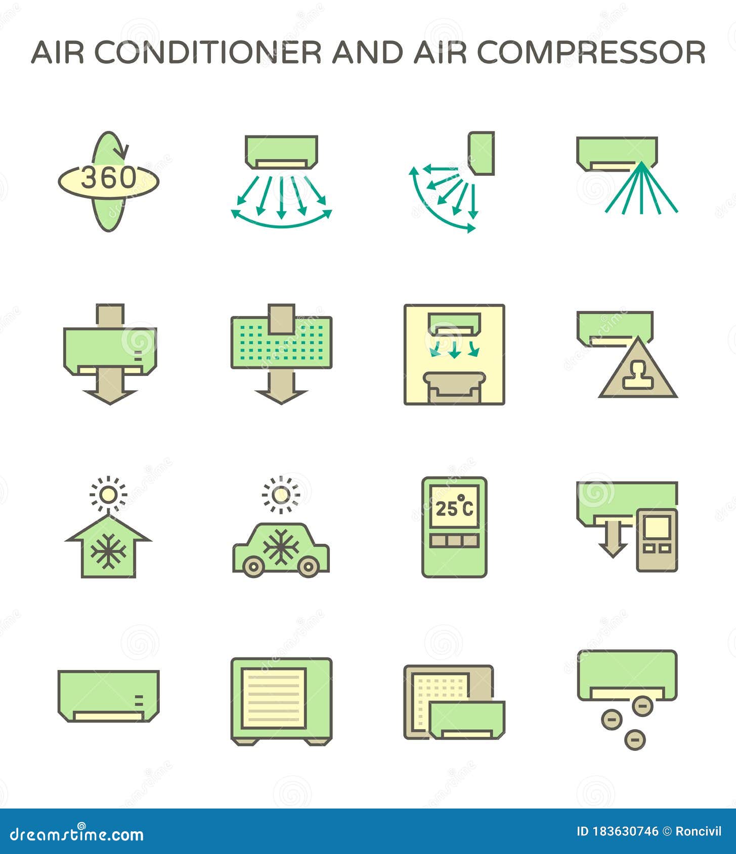 Air Conditioner and Air Compressor Icon Stock Vector - Illustration of ...