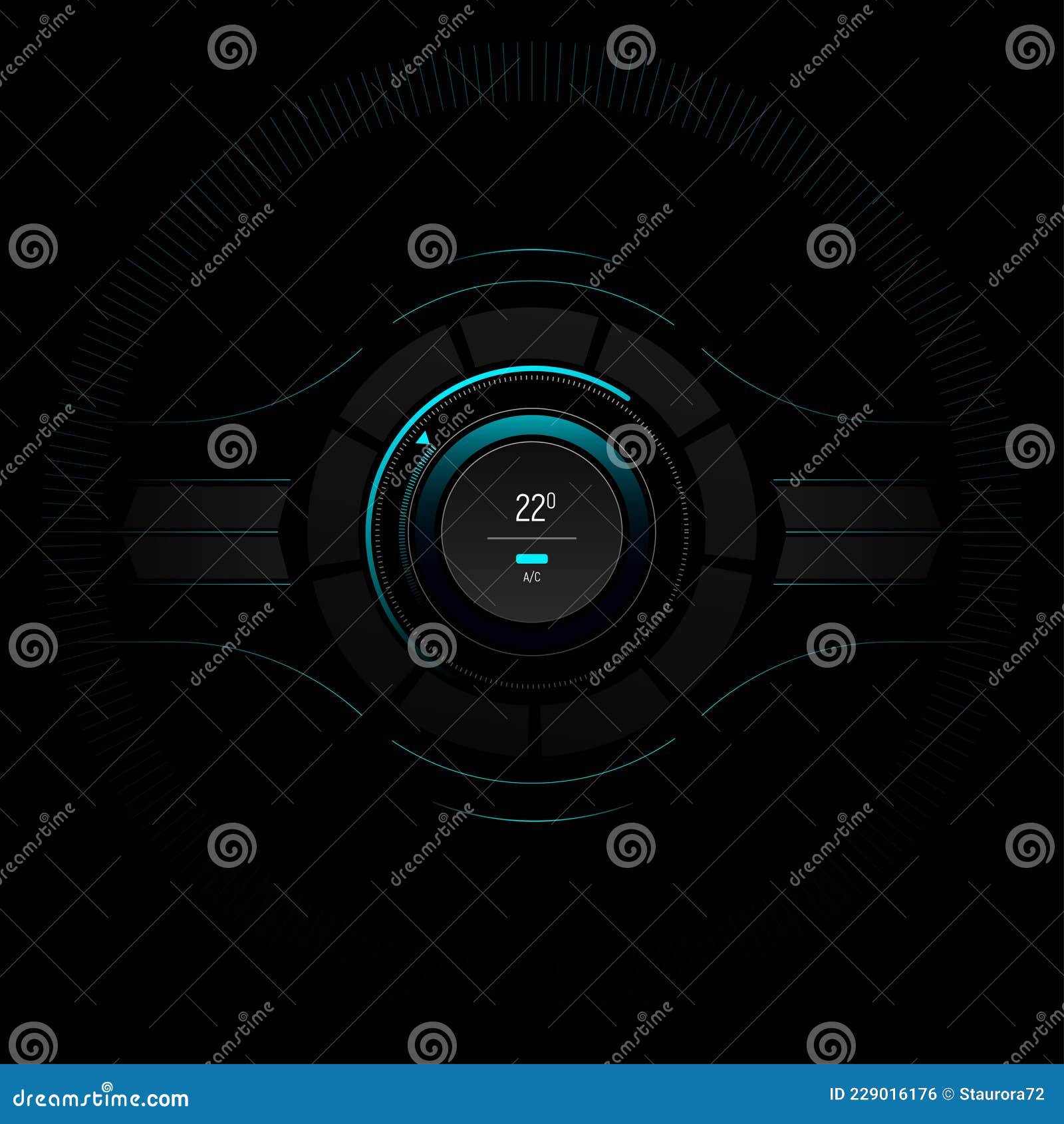 Air Conditioner Control Futuristic Panel. Digital Interface Car Air ...