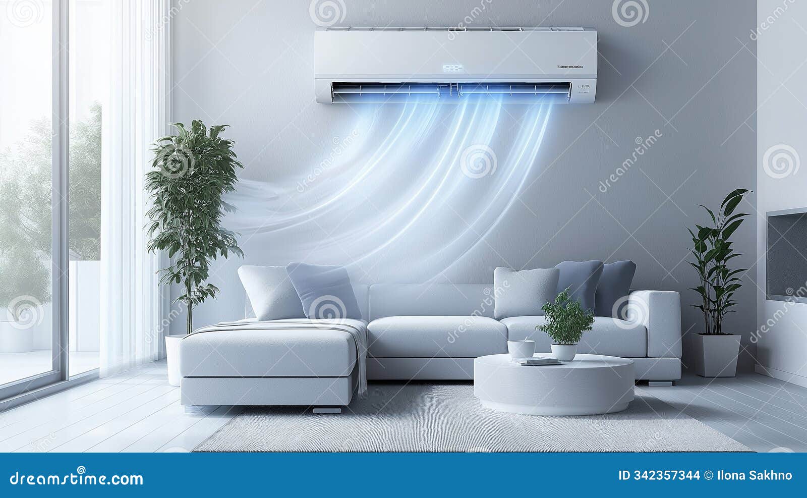 Air Conditioner Cooling Modern Living Room Interior Stock Photo - Image ...