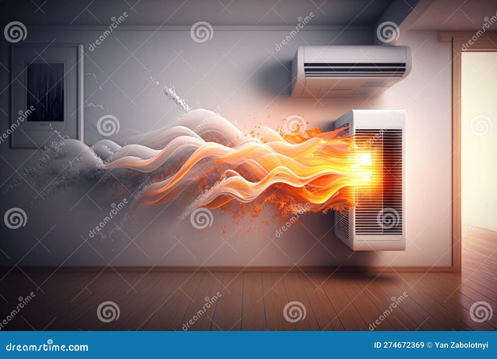 Air Conditioner Fire In Modern Apartment Design Realistic. Generative ...