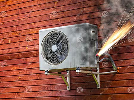 Air conditioner on fire stock image. Image of climate - 60003083
