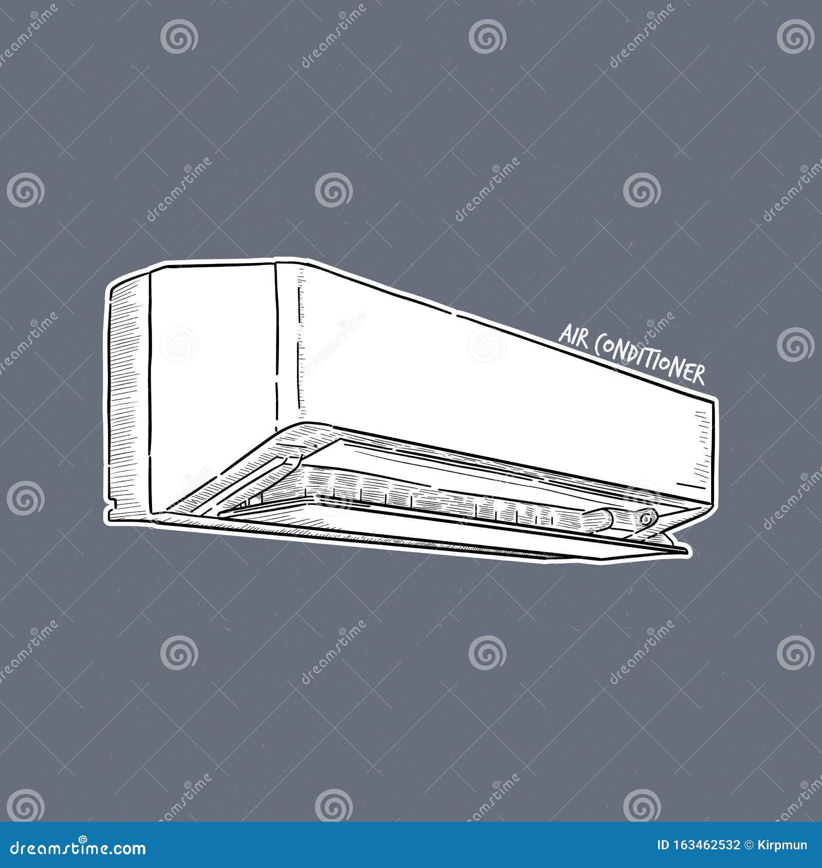 Air Conditioner, Hand Draw Sketch Vector Stock Vector - Illustration of ...