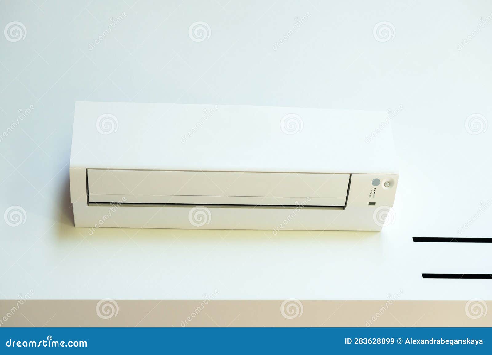 The Air Conditioner is Hanging on the Wall in the Room Stock Image ...