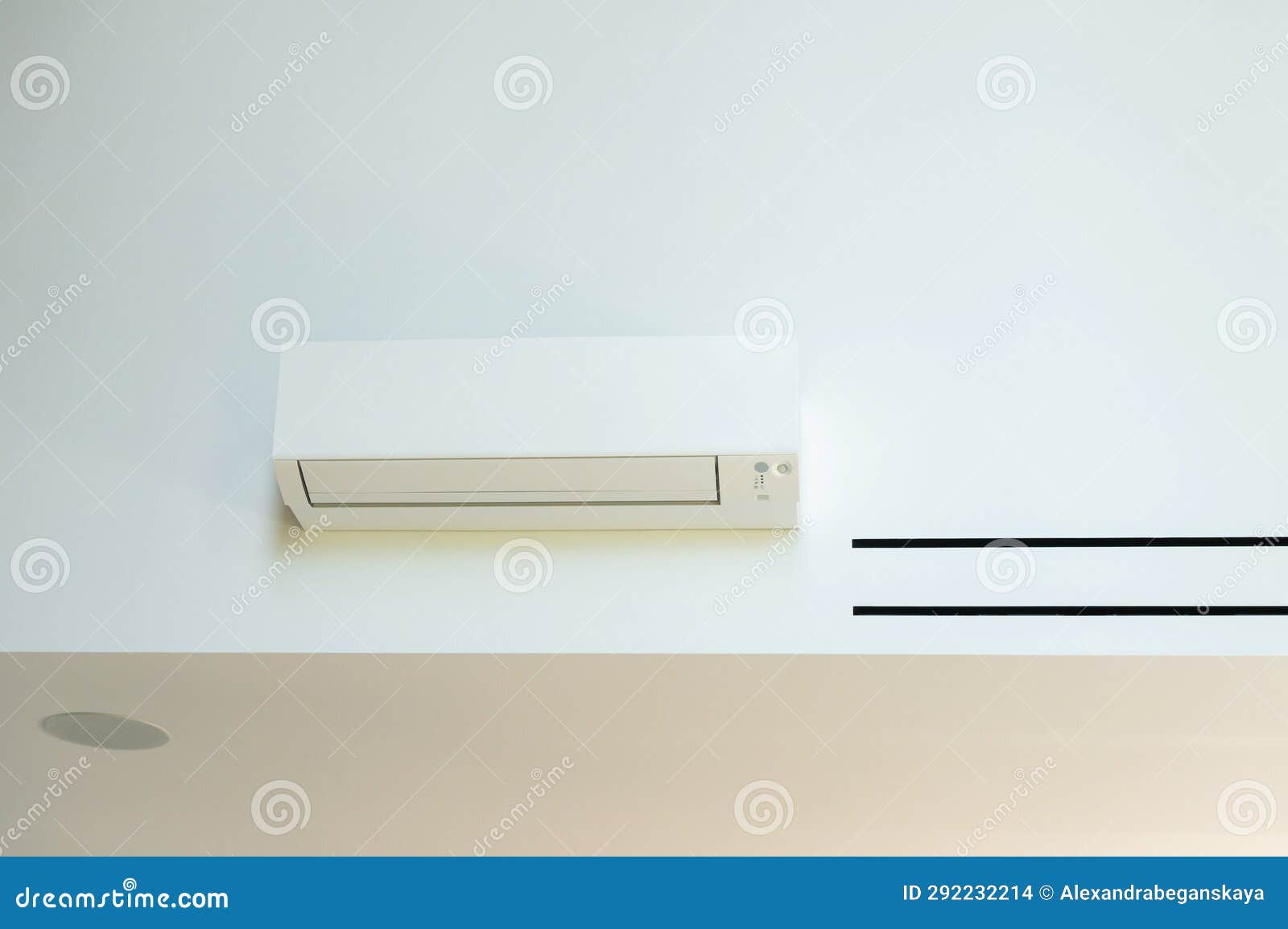 The Air Conditioner is Hanging on the Wall in the Room Stock Photo ...