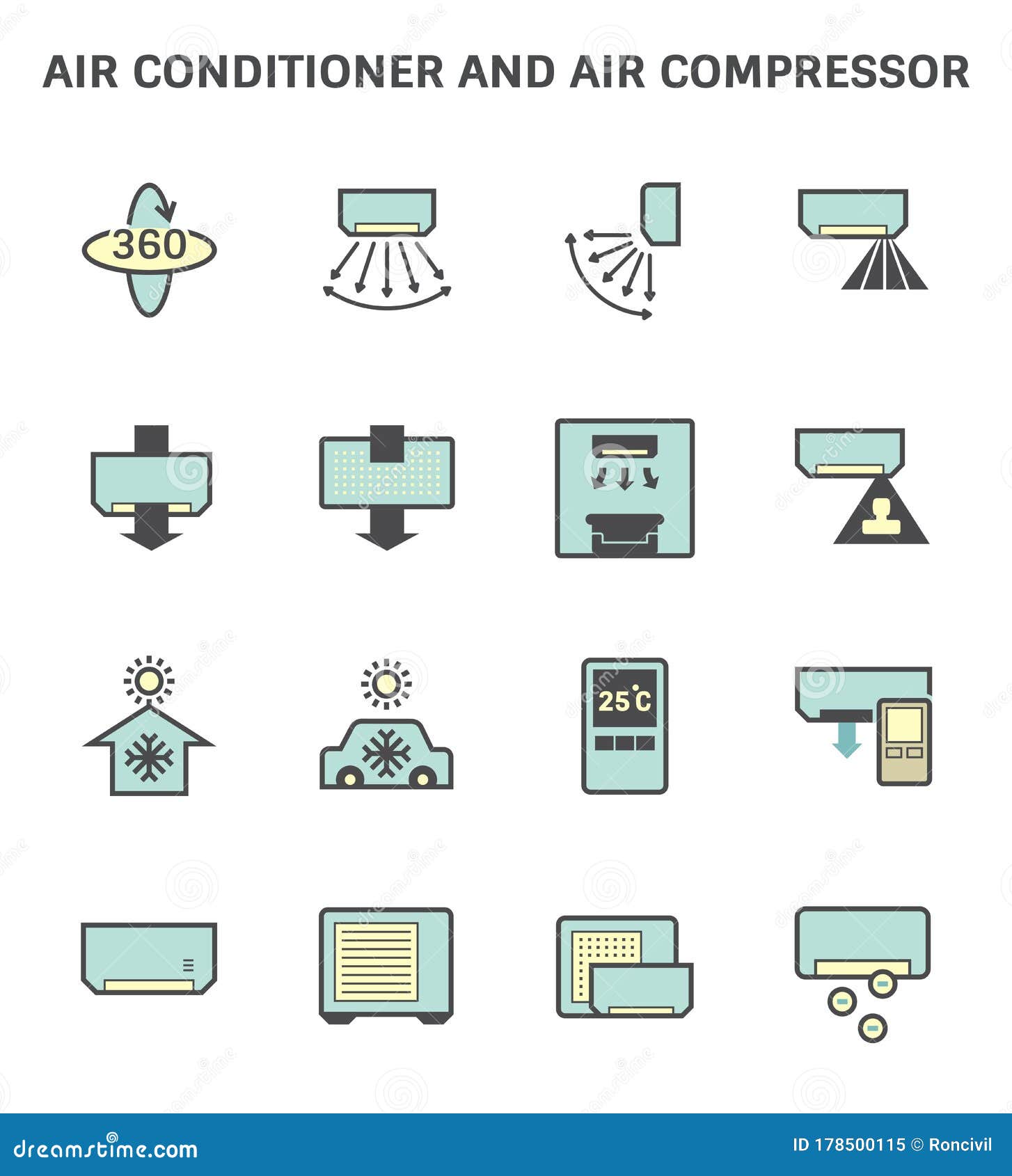 Air conditioner icon stock vector. Illustration of compressor - 178500115