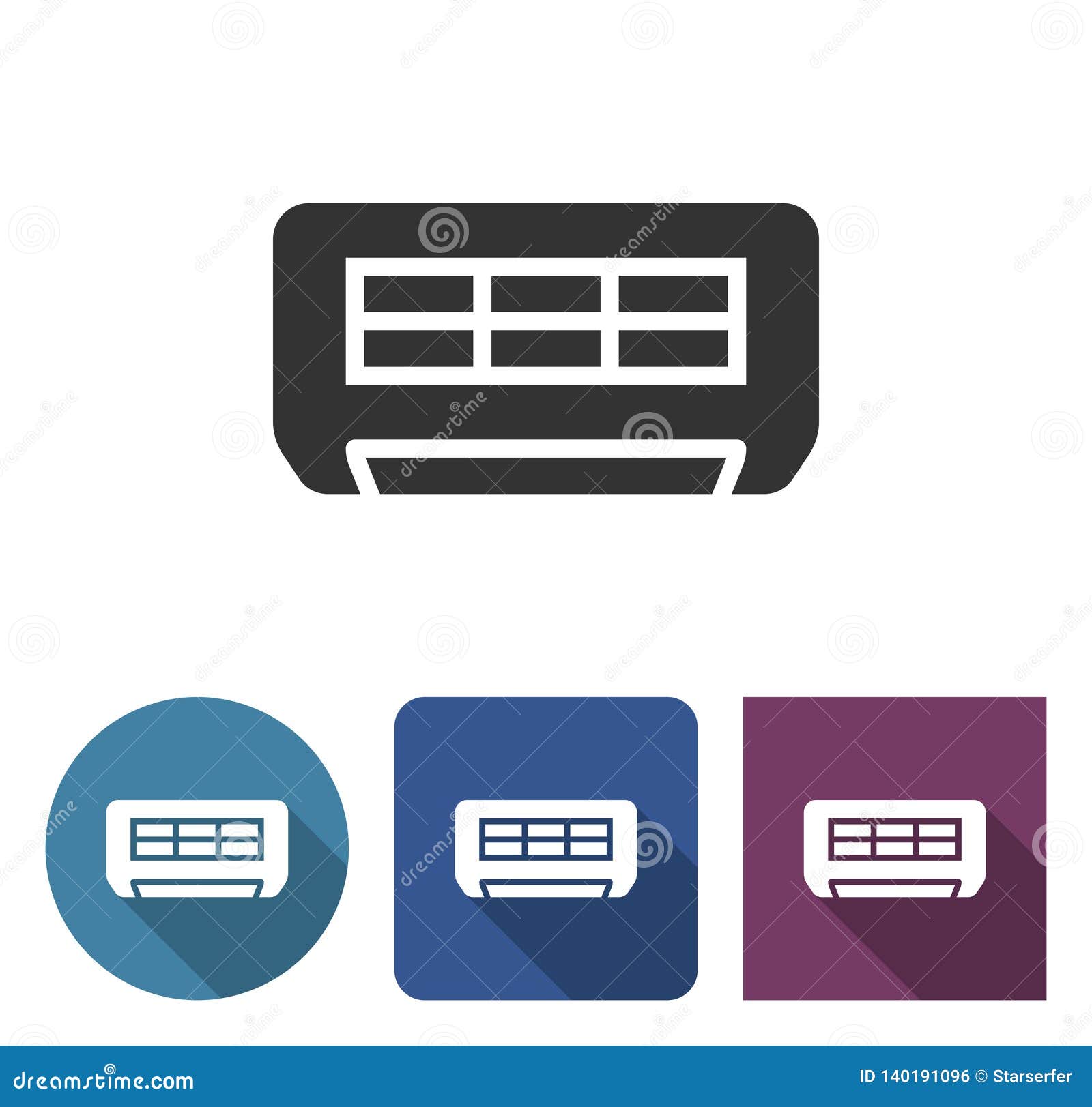Air Conditioner Icon in Different Variants Stock Vector - Illustration ...