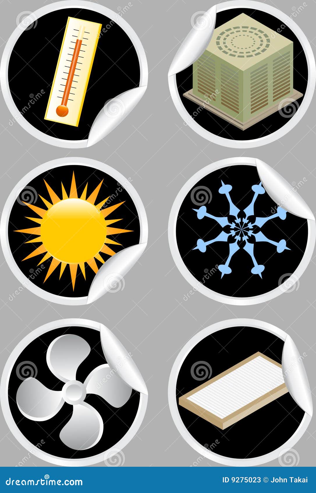 Air Conditioner Icons / Stickers Stock Vector - Illustration of ...