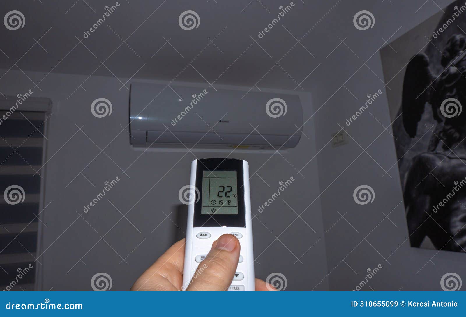 Air Conditioner Inside the Room Operating Remote Controller. Air ...