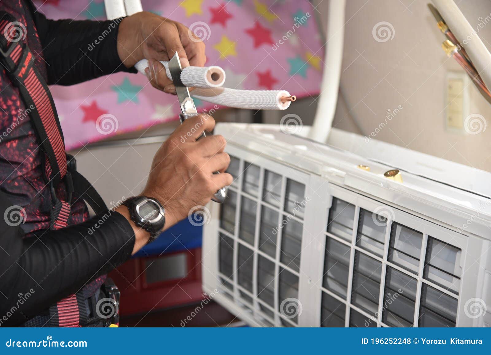 Air Conditioner Installation Work Stock Photo - Image of kanagawa ...