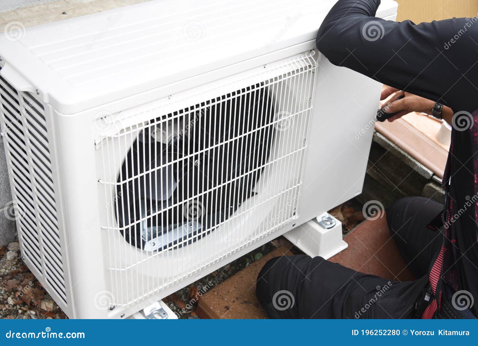Air Conditioner Installation Work Stock Photo - Image of power, japan ...