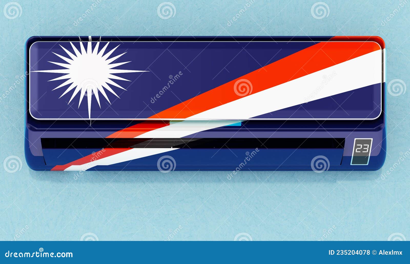 Air Conditioner with Marshallese Flag on the Wall. House Climate ...
