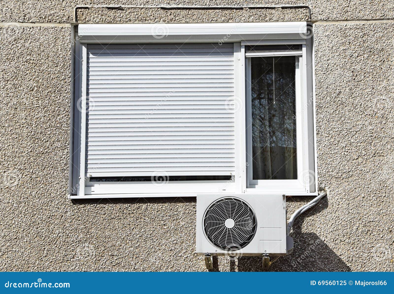 Air Conditioner Next To a Window Stock Image - Image of grey, equipment ...