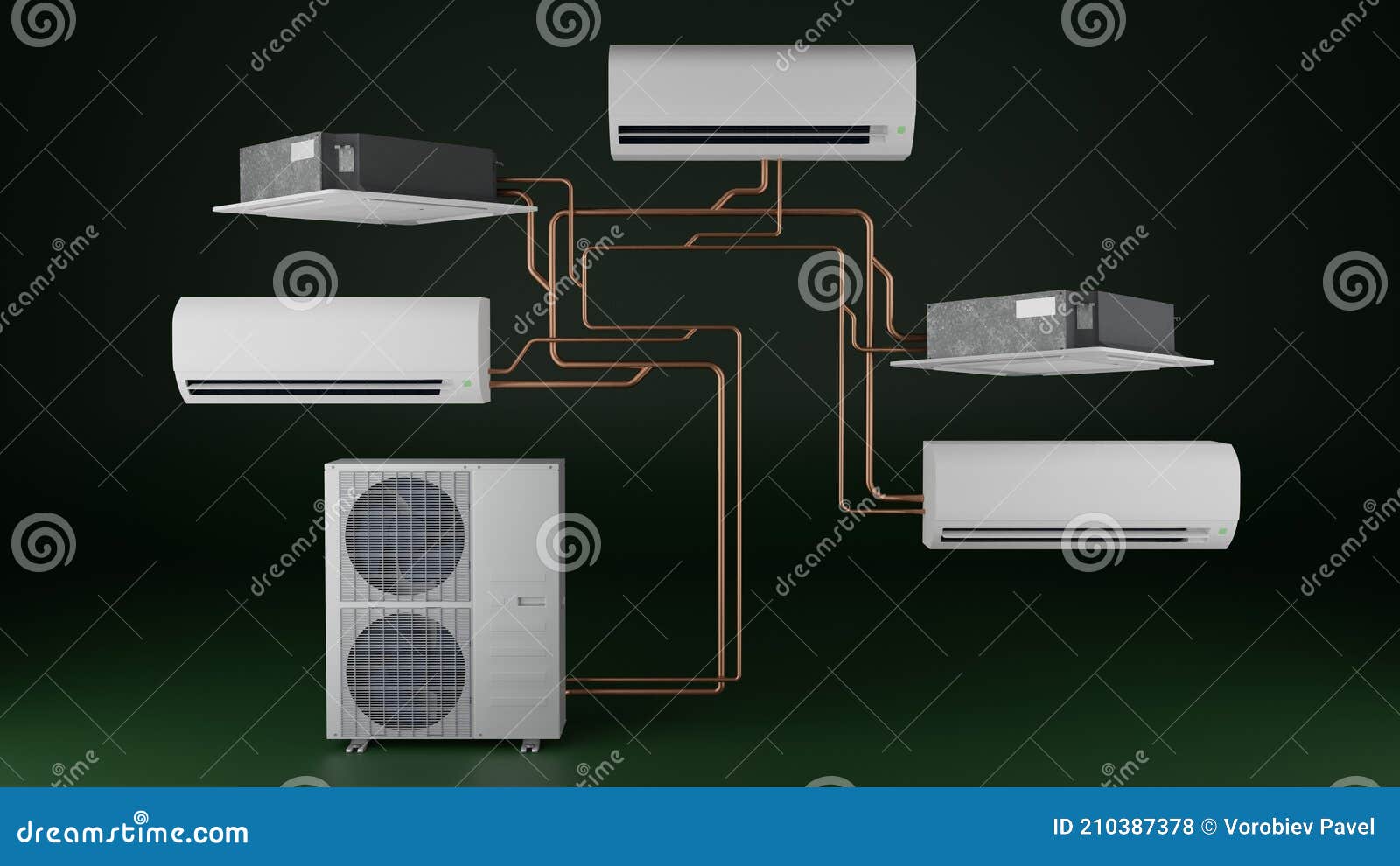 Air Conditioner One Outdoor Unit And Several Cassette Air Conditioner ...