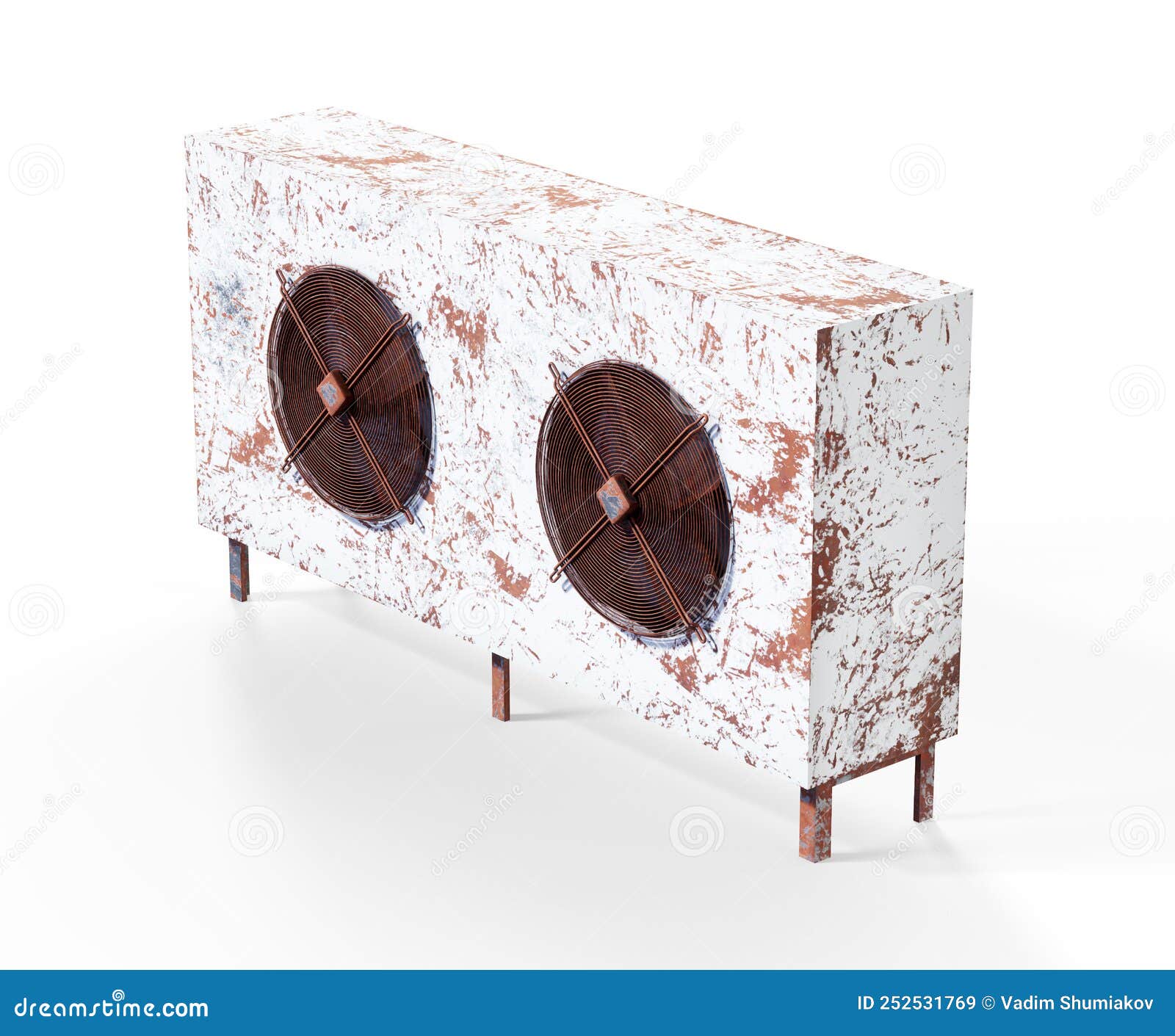 Air Conditioner, Outdoor Compressor Unit. Front View, 3D Rendering ...