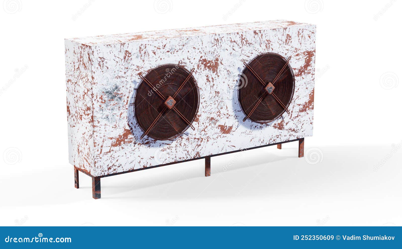 Air Conditioner, Outdoor Compressor Unit. Front View, 3D Rendering ...