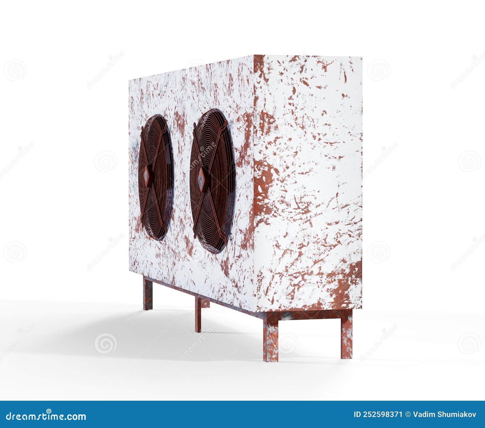 Air Conditioner, Outdoor Compressor Unit. Front View, 3D Rendering ...