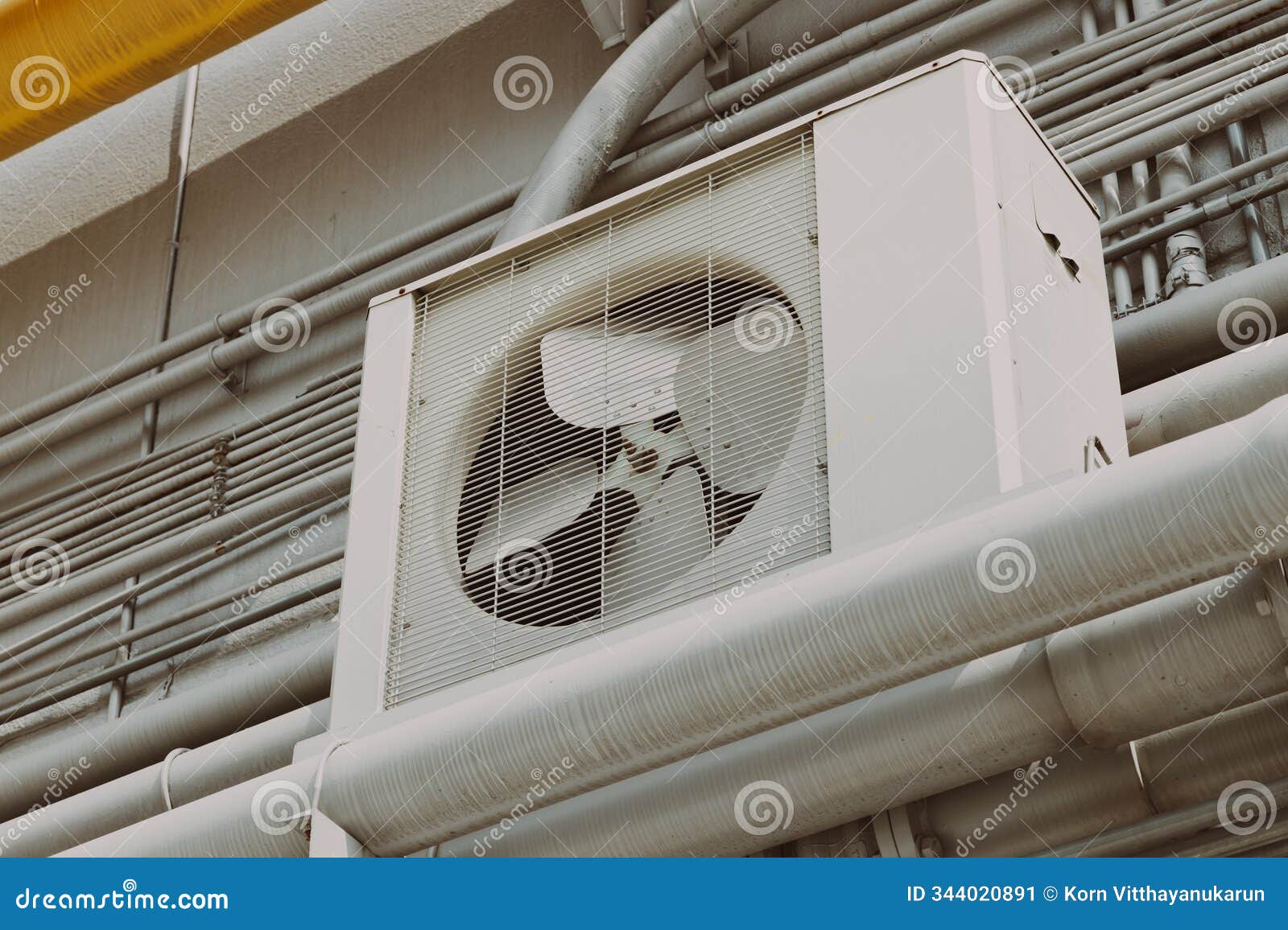 Outdoor Unit Of Air Conditioning System Fixed Outside Of An Residential ...