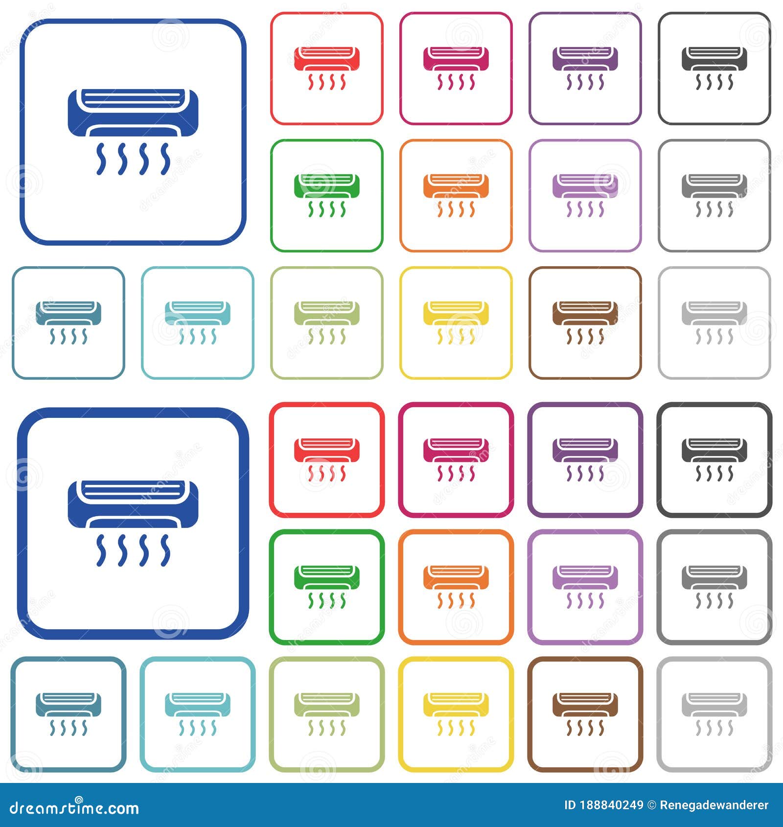 Air Conditioner Outlined Flat Color Icons Stock Vector - Illustration ...