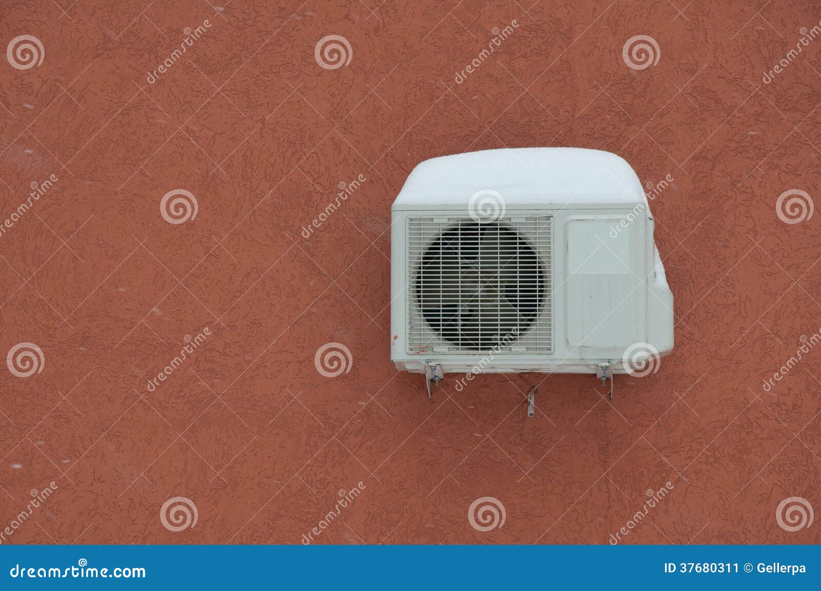 Air Conditioner on Red Wall Stock Image - Image of airair, condenser ...