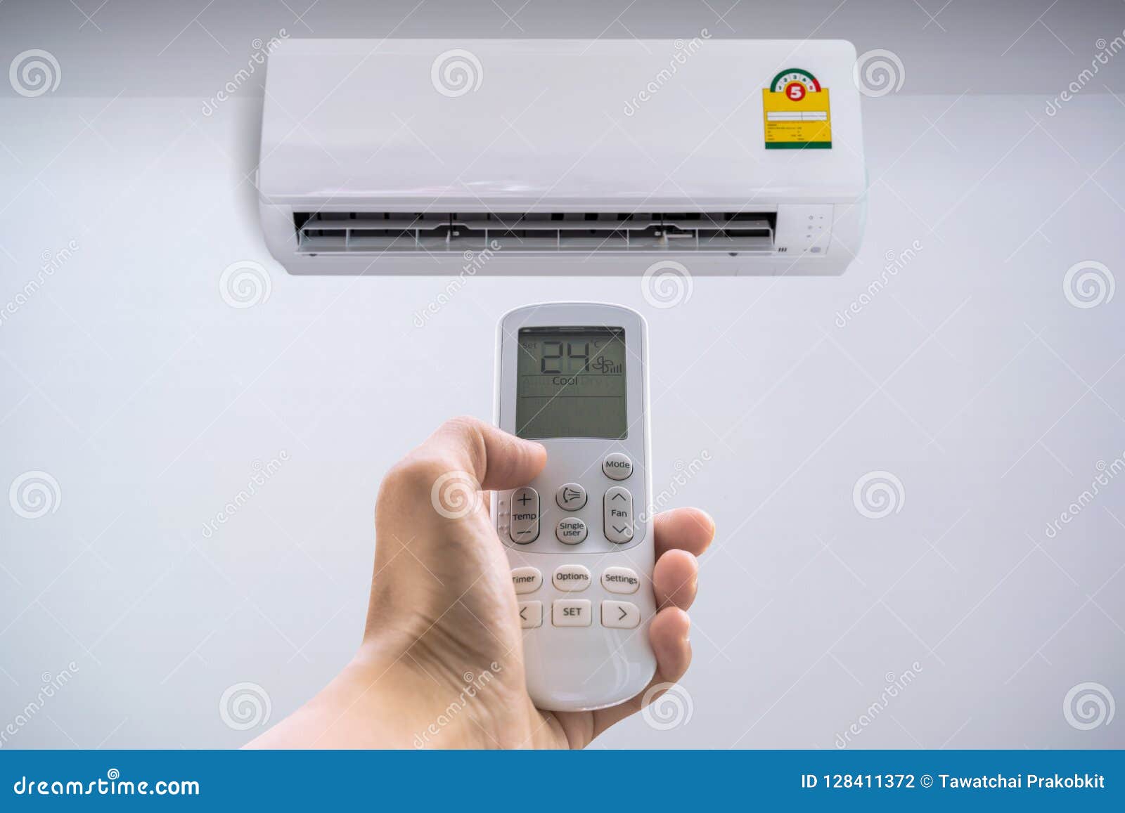 Air Conditioner with Remote Controller Stock Photo - Image of button ...