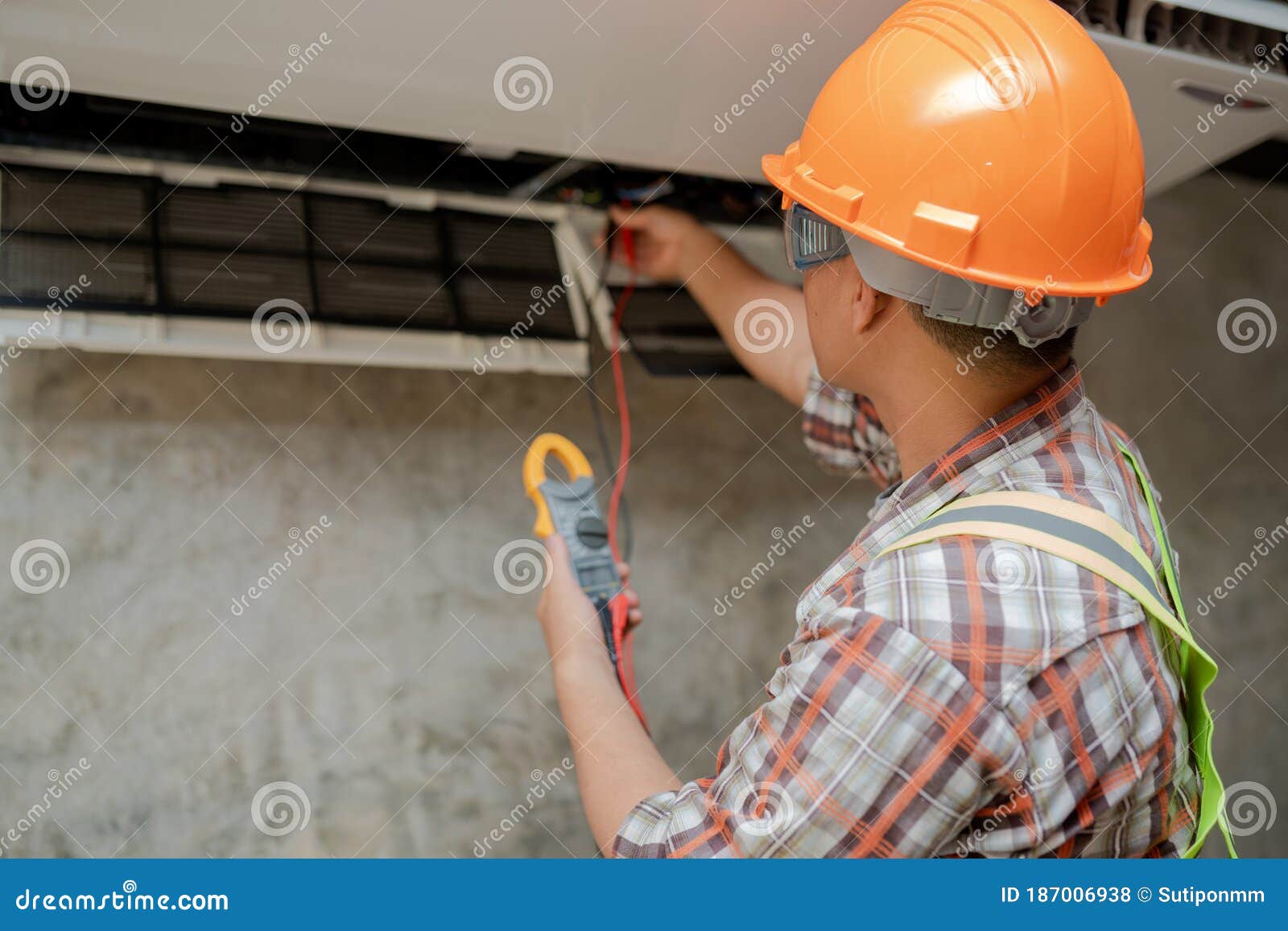 Air Conditioner Repair Technician Service at Home Stock Photo - Image ...