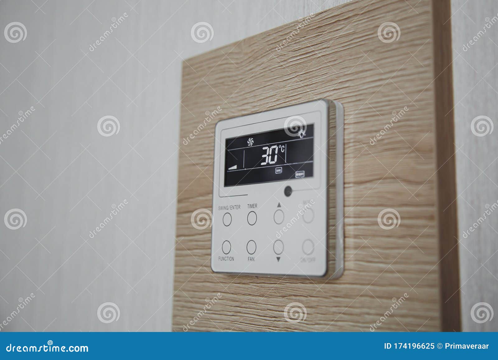 Air Conditioner Screen on the Wall that Shows an Air Temperature of 30 ...