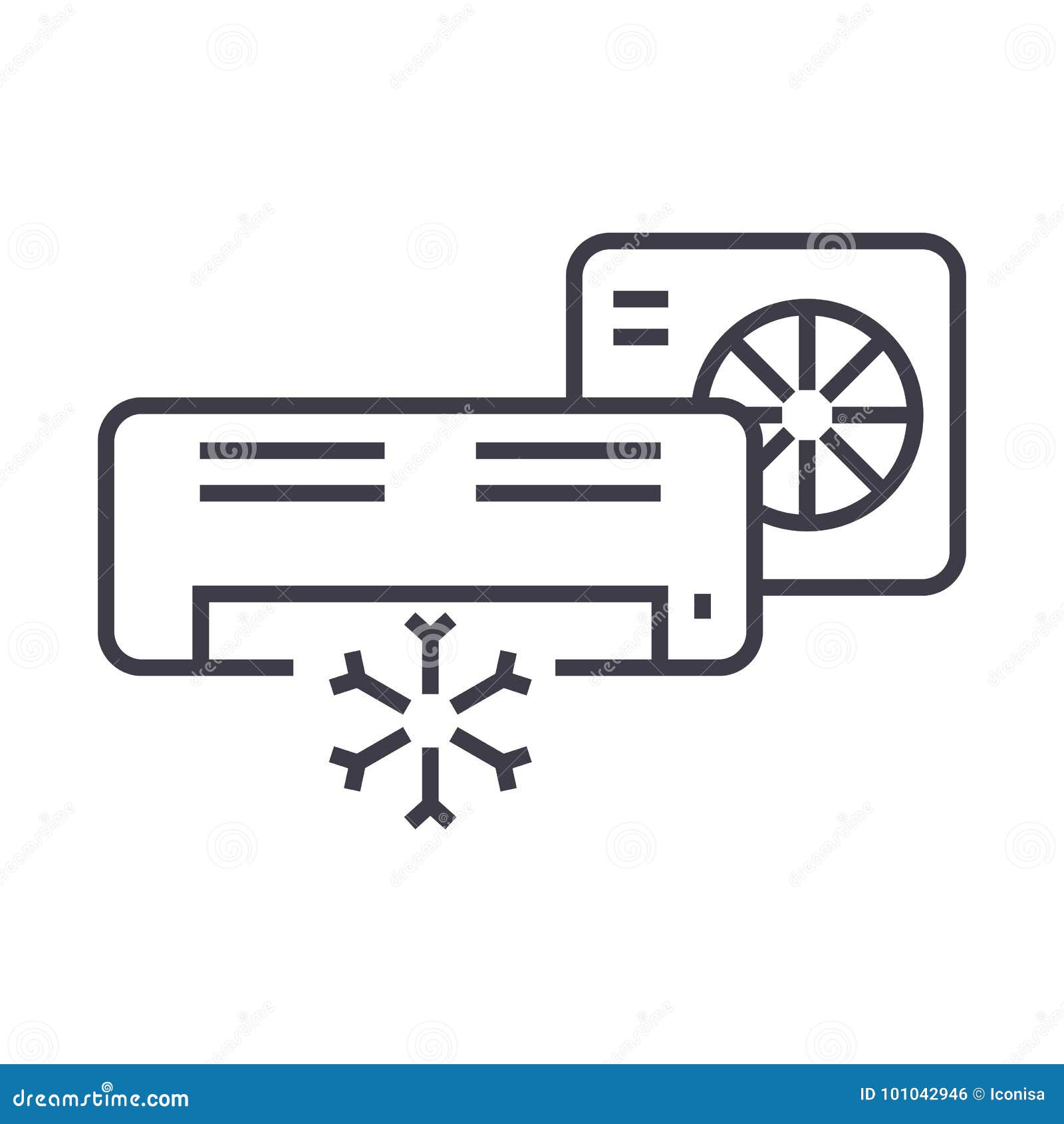 Air Conditioner,split System Vector Line Icon, Sign, Illustration on ...